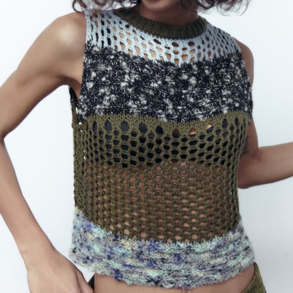Zara | Tops | Nwt Zara Crochet Combination Top Multicolored | Poshmark